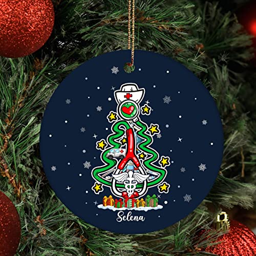 ColorfulParrot Custom Nurse Stethoscope Christmas Ornament, Nurse Ornament, Stethoscope Ornament, Nursing Assistant Gifts Dyx8 1