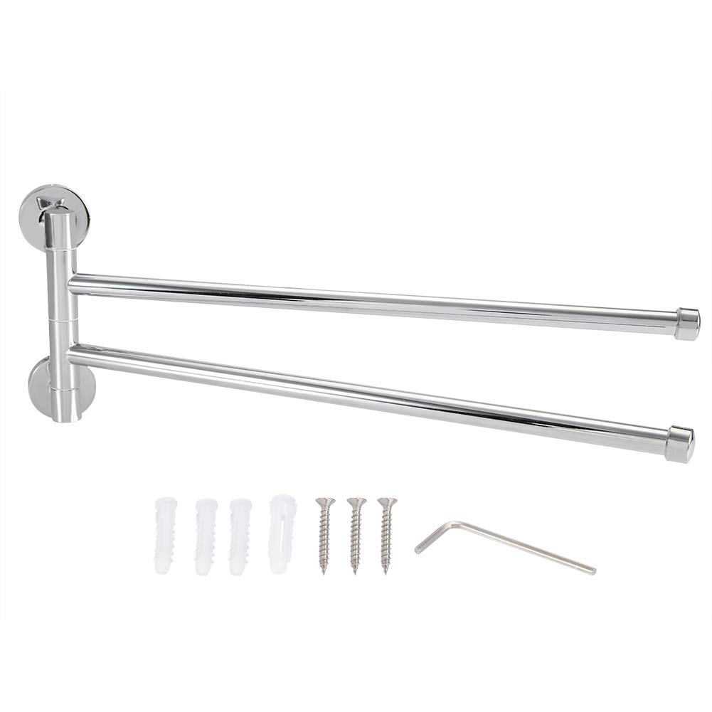 Cyrank Swivel Towel Rack, Kitchen Swivel Towel Bar 2/3 Arm Wall Mounted Hand Towel Rack Swing Out Rotating Towel Holder for Bathroom(2 Arms)