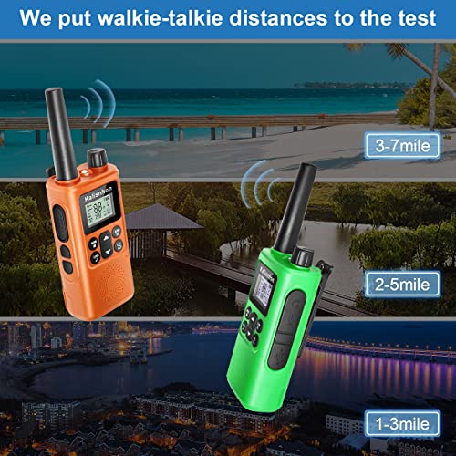 Kalisnhon Walkie Talkies Long Range with Call Alert NOAA Dual Watch Flashlight LCD Display VOX 22 Channels, Walkie Talkies for Adults with Charging Dock and Earpieces Li-ion Battery(2 Pack)