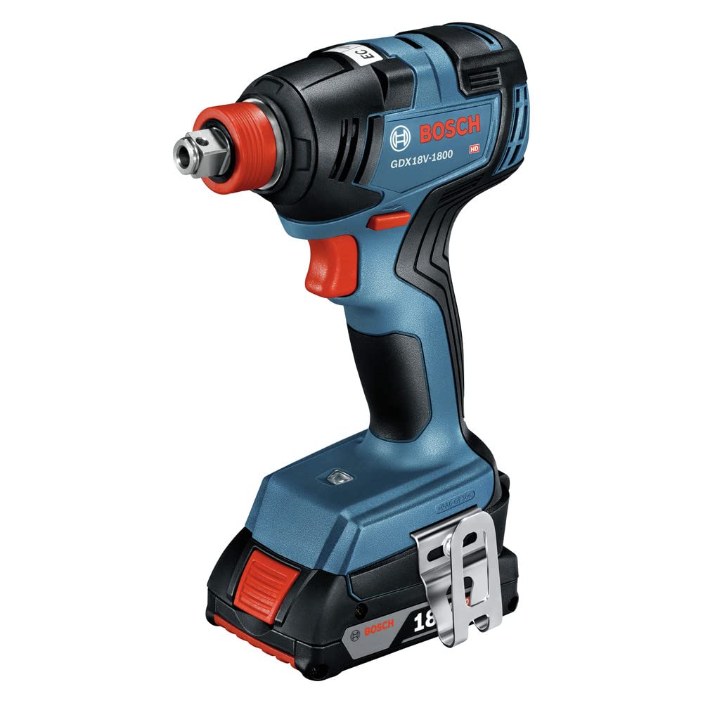 Bosch GXL18V-240B22-RT 18V Brushless Lithium-Ion 1/2 in. Hammer Drill Driver and 1/4 in. and 1/2 in. 2-in-1 Bit/Socket Impact Driver Combo Kit with 2 Batteries (2 Ah) (Renewed)