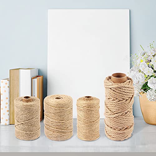 Handyman Crafts Natural Jute Twine Hemp Rope (1.5mm/2mm/3mm/6mm) Durable String for Handmde Crafts,Gardening Applications,Home Gardening,Cat Scratching Post,Gift Packaging. (3mm*328ft)