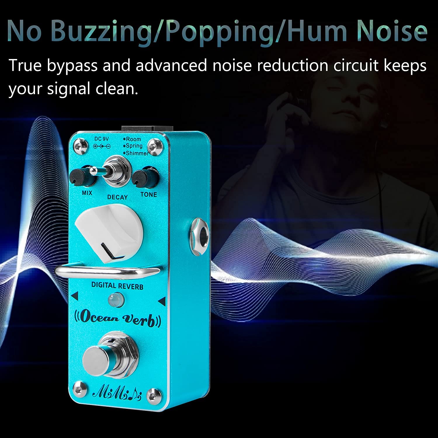 MIMIDI Digital Reverb Guitar Effect Pedal with True Bypass 3 Modes Room Spring Shimmer Portable Mini for Electric Guitar And Bass