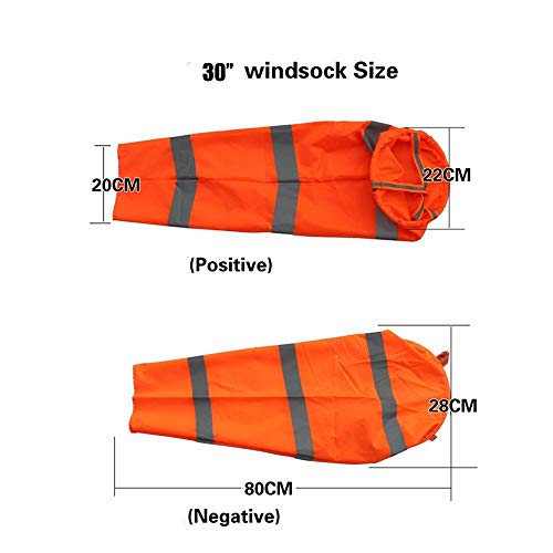 Qishi Airport Windsock Rip-stop Outdoor Rainbow Wind Measurement Sock Bag with Reflective Belt(30" 40" 60") (30")
