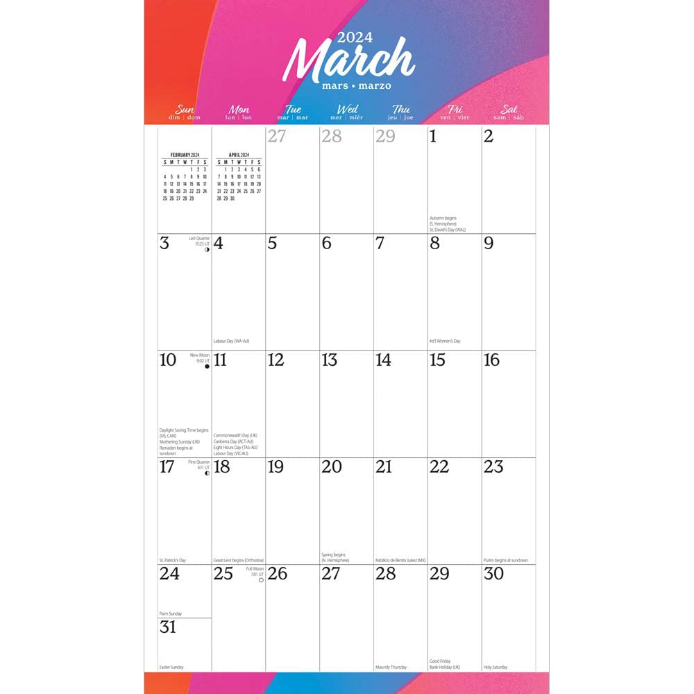 Big & Bright Large Print | 2024 14 x 24 Inch Monthly Deluxe Wall Calendar | Matte Paper and Sticker Sheet | StarGifts | Easy to See Large Font