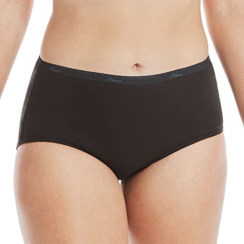 Hanes Women's Brief Panties, 6-Pack, 100% Cotton Briefs, Moisture-Wicking Cotton Brief Underwear, 6-Pack (Colors May Vary)