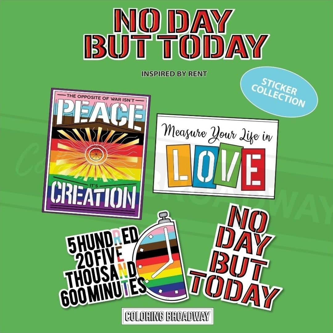 Coloring Broadway - Rent Inspired Stickers (Set of 4) “No Day But Today” Collection, Broadway Musical Merchandise, Die-Cut & Bubble Free Vinyl, Ideal Gift for Theatre Lovers