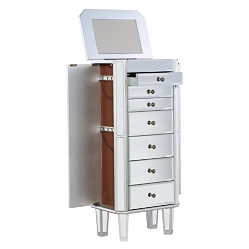 Powell Jewelry Armoire Wood, Silver Mirrored