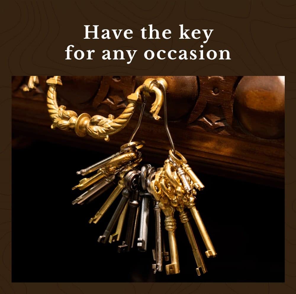 Hollow Barrel Brass Plated Skeleton Key for Antique Cabinet Doors, Grandfather Clocks, Dresser Drawers - Furniture Hardware | SK4-DB (1)
