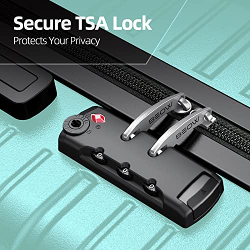 BEOW Luggage Sets Expandable Lightweight Suitcases with Wheels PC+ABS Durable Travel Luggage TSA Lock Mint Green 3pcs