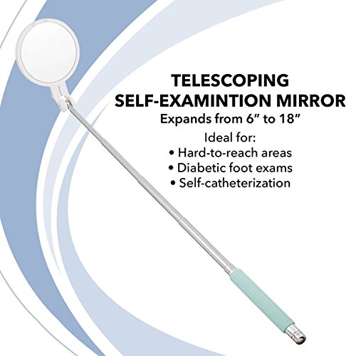 Sammons Preston Telescoping Self-Examination Mirror, Telescope Extending Handle Mirror for Self Inspection of Hard to Reach Areas for Limited Mobility, Diabetic Patients, Elderly, and Disabled