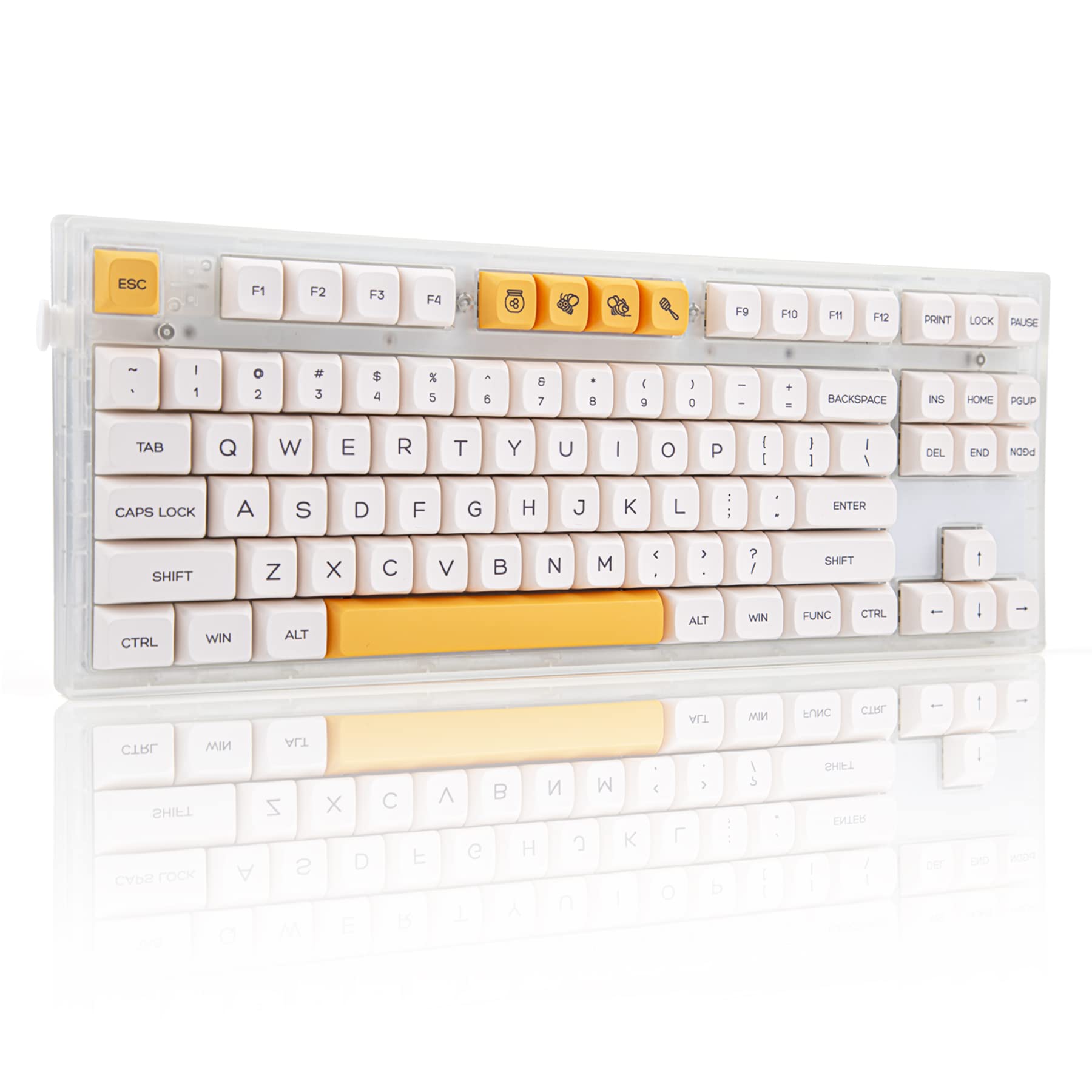 BowJian 173 Keys ABS Double-Shot Keycaps Cherry Profile Keycap for 61/64//87/96/104/108 ANSI ISO Layout Mechanical Gaming Keyboard(Whistle)