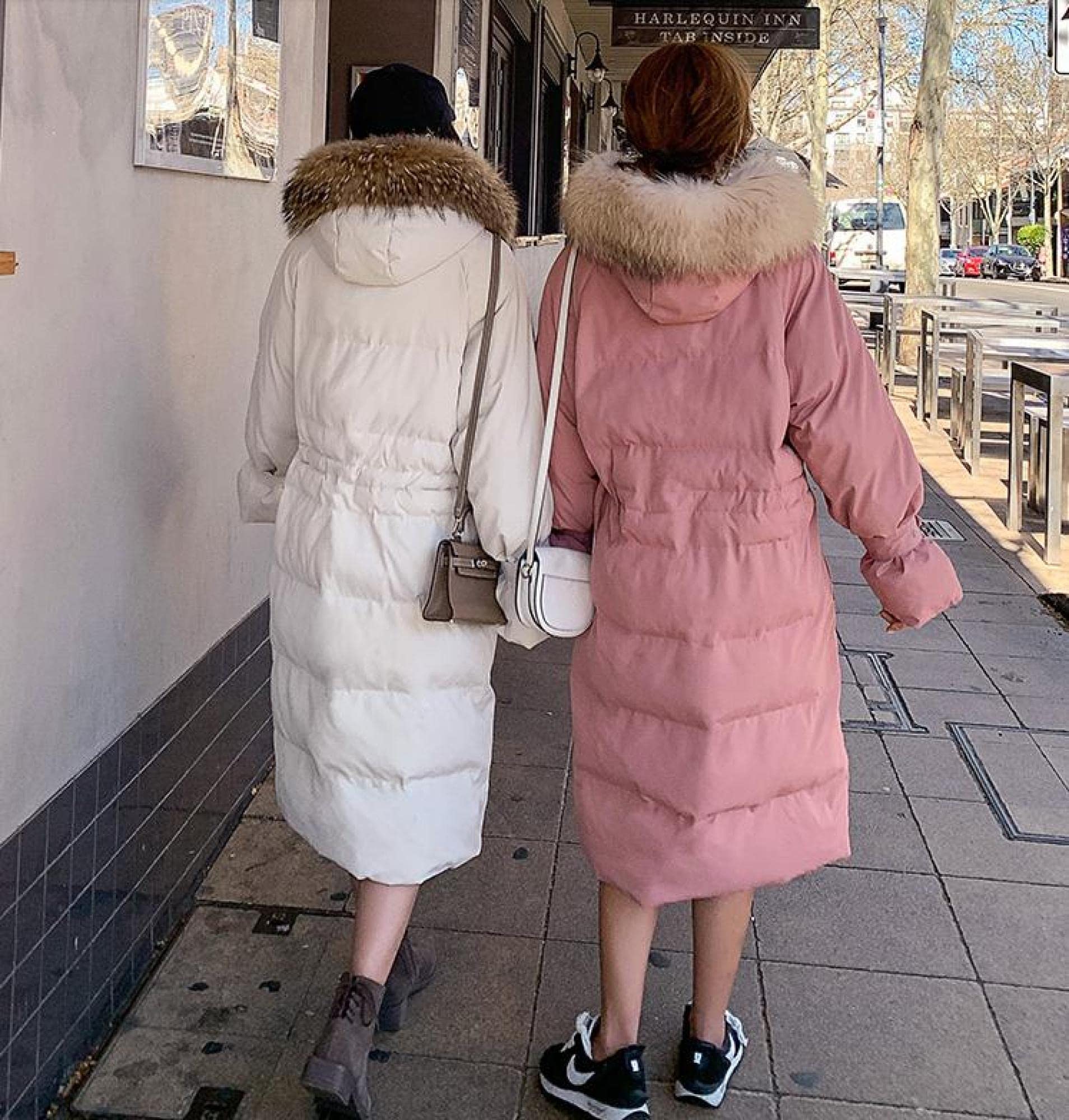 BLFYQB Down Padded Women in The Long Section Thigh Winter Loose Hooded Coat Thicken The Little Man Jacket Coat Soft and Comfortable/Beige/S