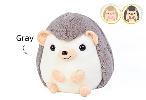 CHDGIOHA Cute Hedgehog Stuffed Animal Plush Body Pillow - 13.7'' Gray Kawaii Hedgehog Plushie Throw Pillow, Chubby Soft Plush Toy Doll, for Him & Her (Gray,Medium)