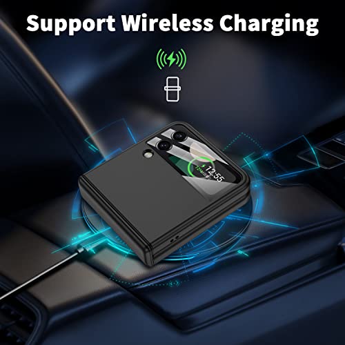 for Samsung Galaxy Z Flip 4 Case: [Hinge Protection][Volume Key Protection][Wireless Charging] Ultra Thin Soft PC Anti-Scratches Protective Phone Cover Case for Samsung Flip 4 5G 2022 (Black)