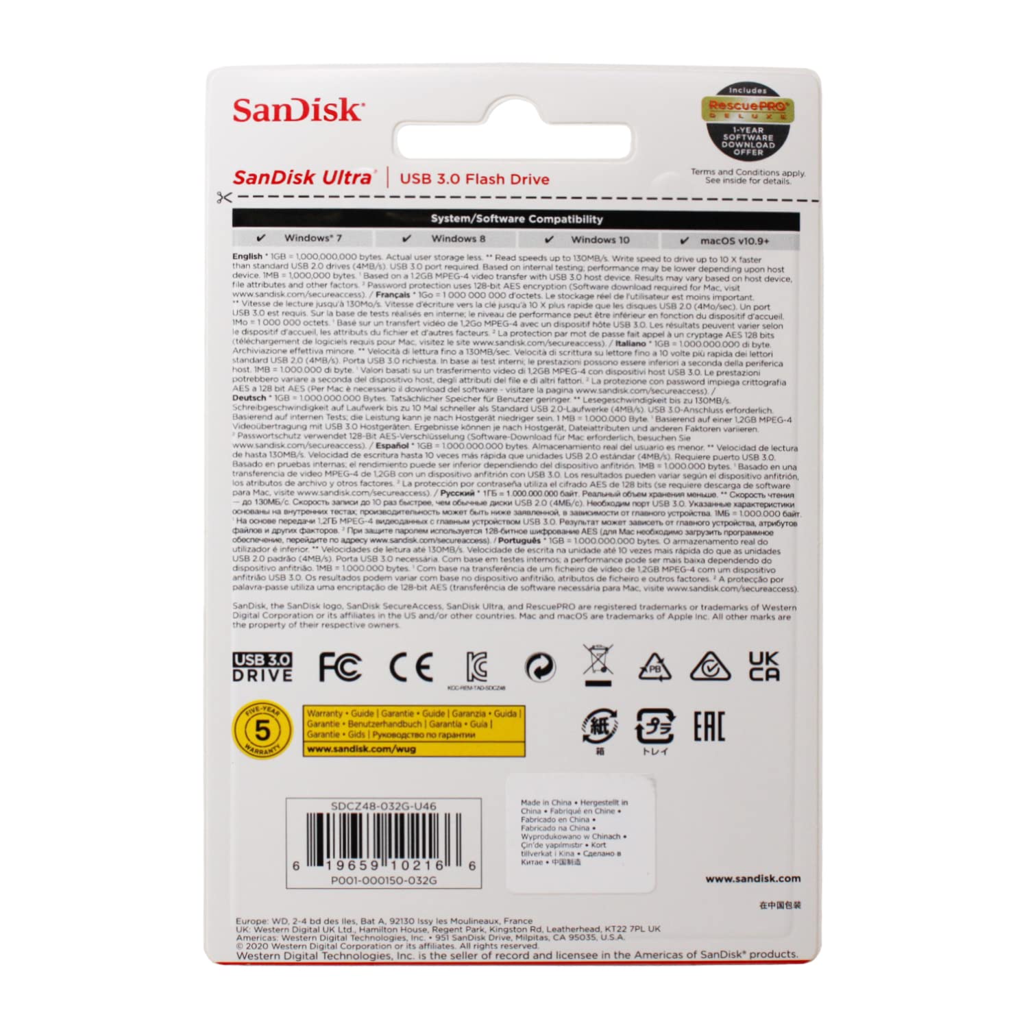 Sandisk Ultra USB Flash Drive, 32 GB, Black (SDCZ48-032G-A46)
