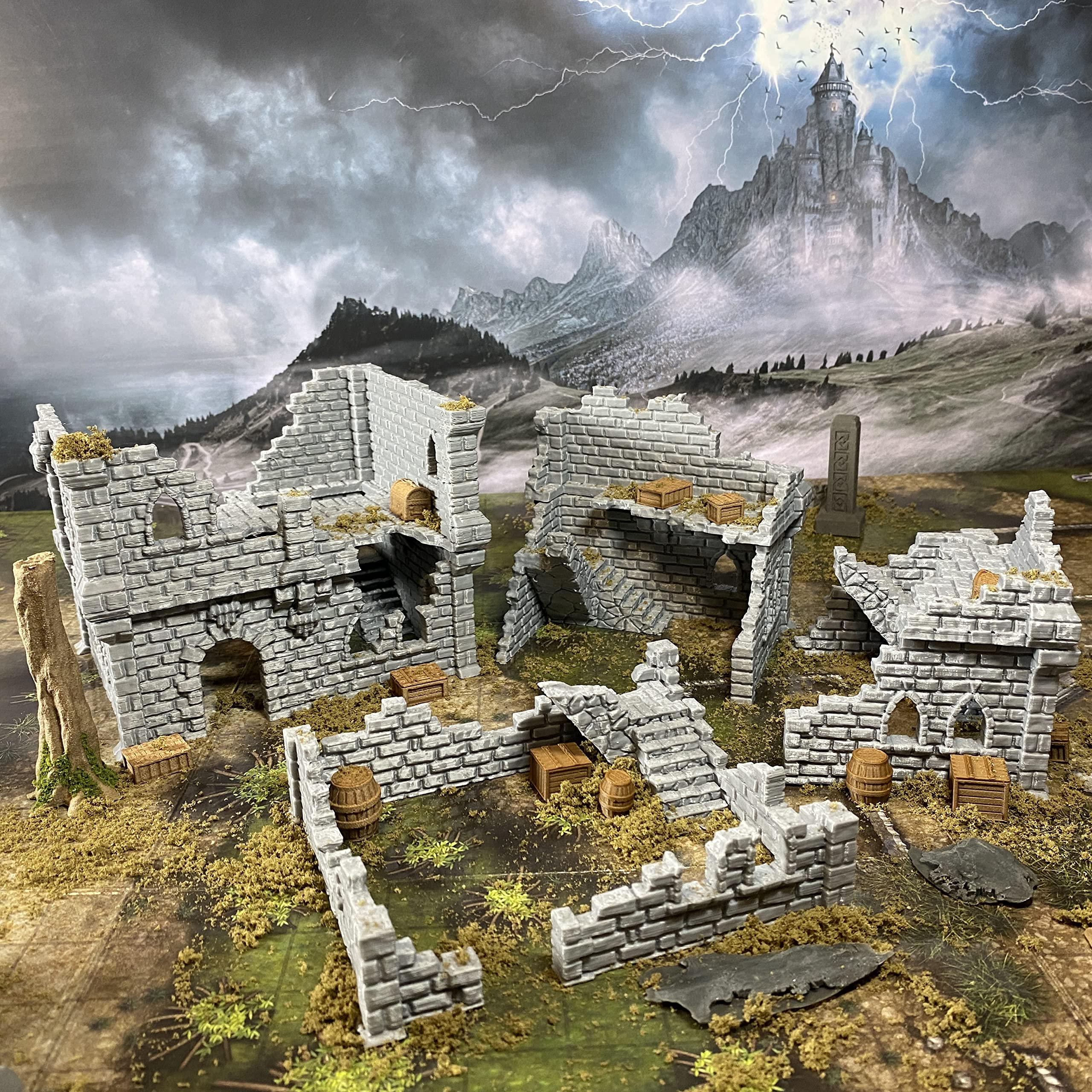 Extruded Gaming Building Ruins Set 3B