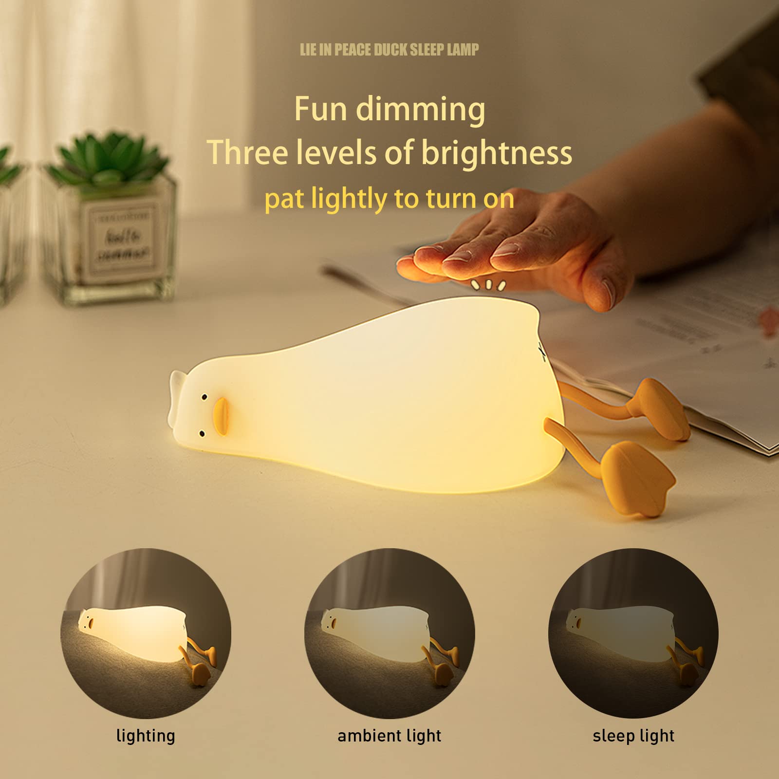 Buwect Lying Cabbage Night Light,Cute Night Light for Kids,Dimmable Squishy nightlight,Rechargeable Silicone Nursery lamp,LED Kawaii lamp for Breastfeeding