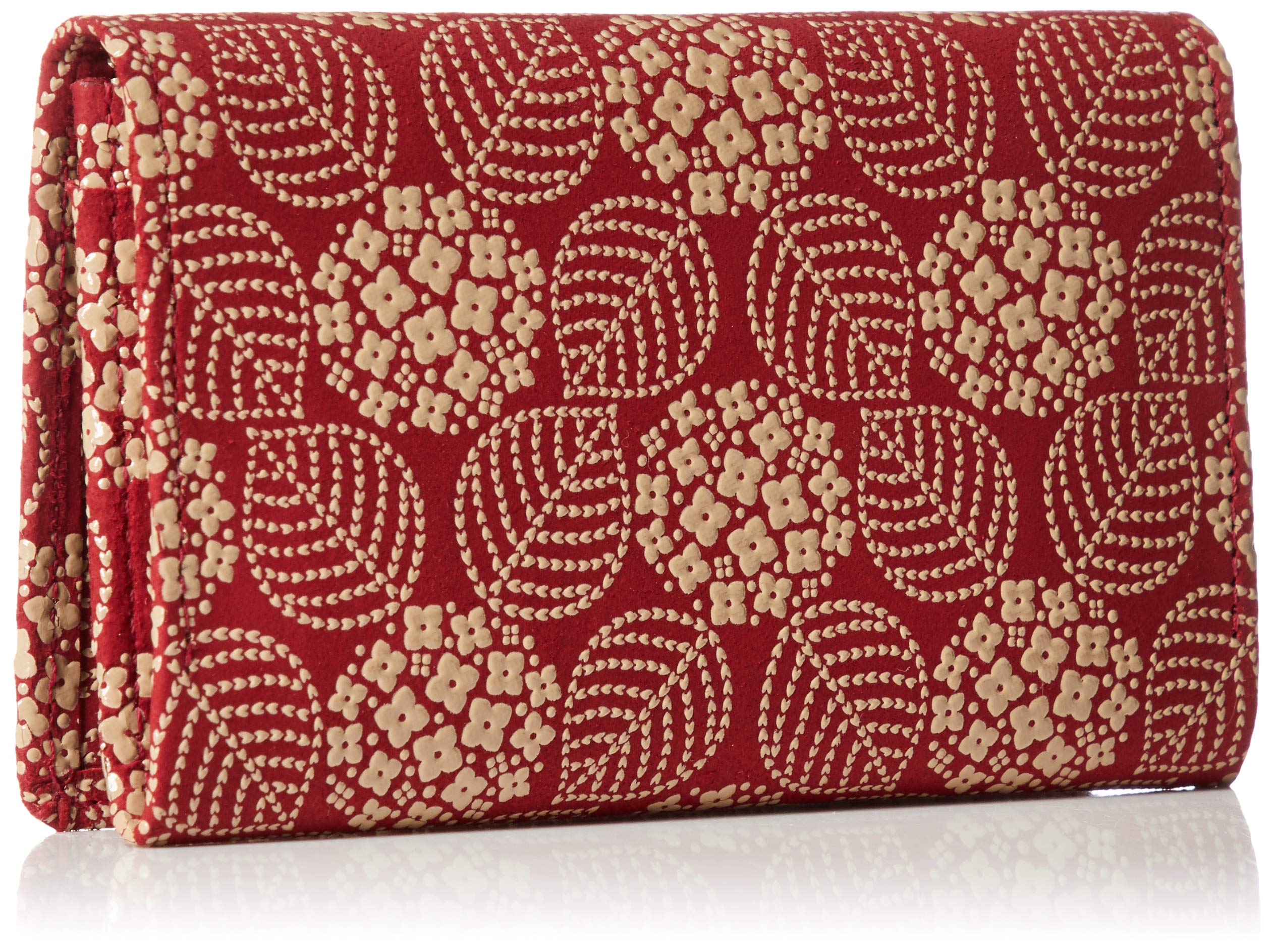 INDEN-YA(インデンヤ) Indenya 2501-13174 Business Card Holder, Women's, Red Deer Leather x White Lacquer, Hydrangea Pattern 2501-13-174