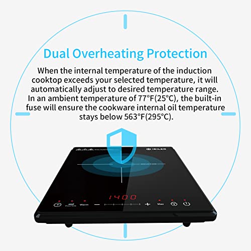 Portable Induction Cooktop, iSiLER 1800W Electric Induction Cooker Cooktop with Kids Safety Lock, Sensor Touch Countertop Burner with Timer for Apartment RV Camper
