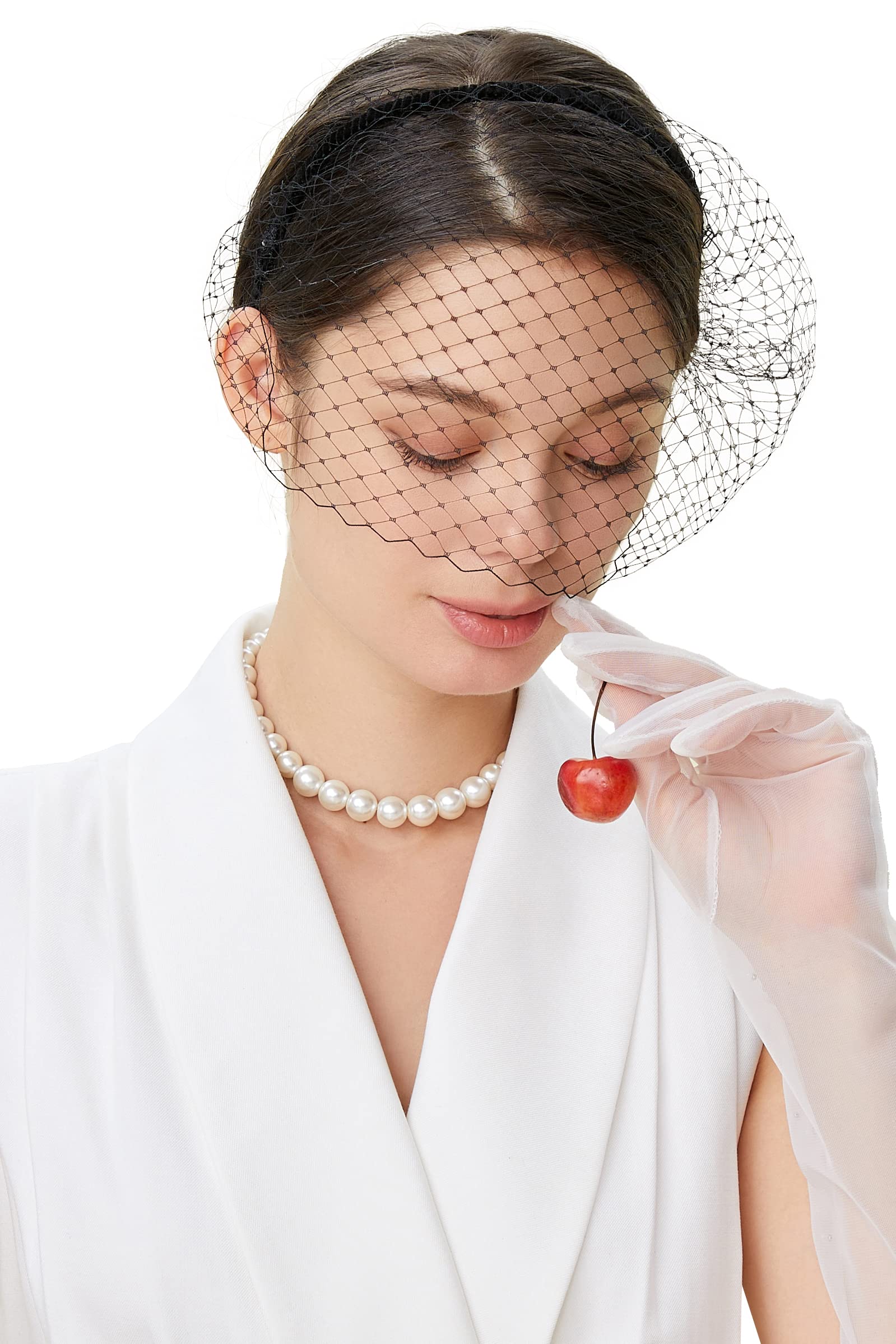 BABEYOND 1920s Flapper Fascinator Mesh Veil Headband Bridal Wedding Tea Party Fascinator Veil for Women