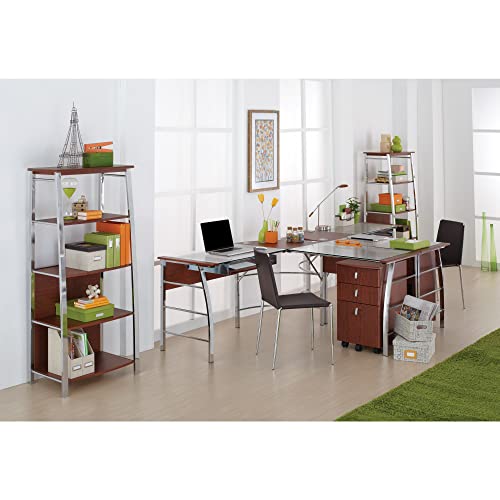 RealspaceĀ® Mezza 62"W L-Shaped Desk, Cherry/Chrome