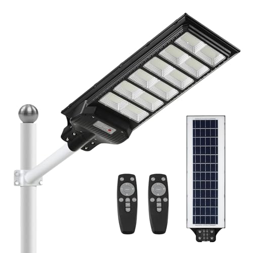 VEVOR 600W Solar Street Light, LED Solar Flood Lights Outdoor 60000lm with Infrared Remote Control, IP66 Waterproof Security Solar Motion Sensor Lamp for Garden Yard Home Path Garage Parking Lot