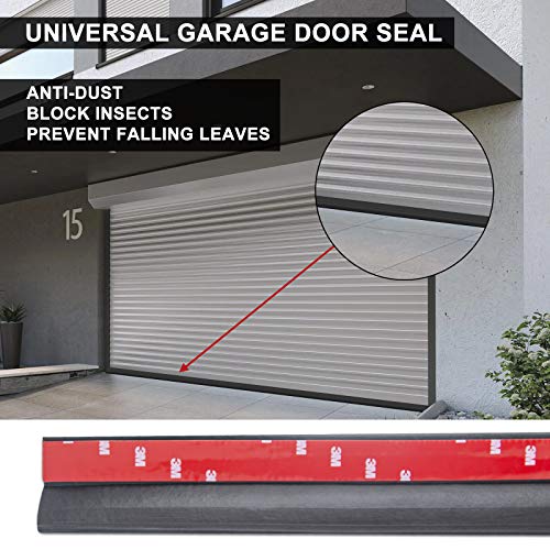 Garage Door Rubber Seal Strip, Universal Garage Door Seal, Weatherproofing Garage Door Weather Stripping(20FT)