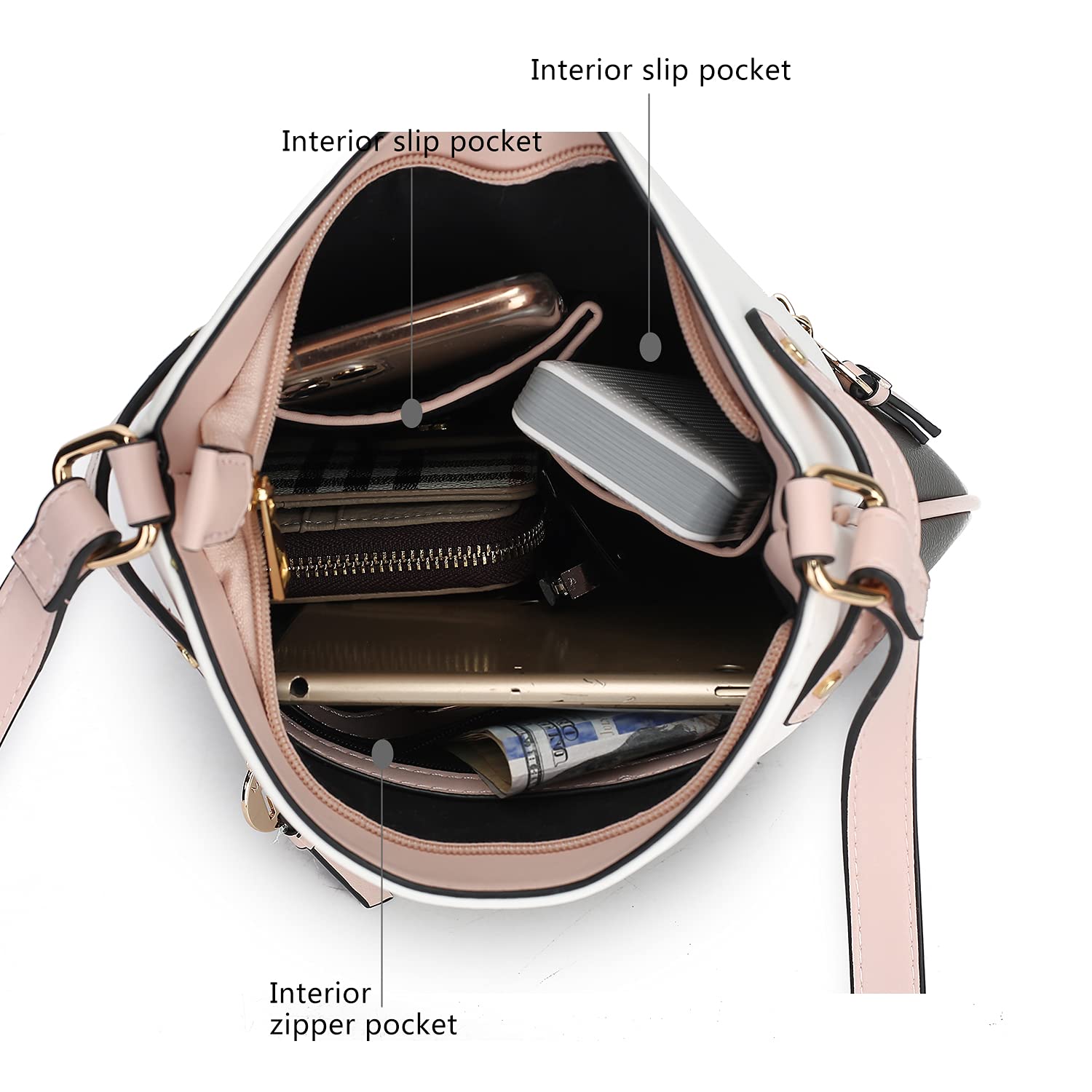 MKF Crossbody Bag for Women โ PU Leather Pocketbook Handbag โ Designer Side Messenger Purse, Shoulder Crossover cognac
