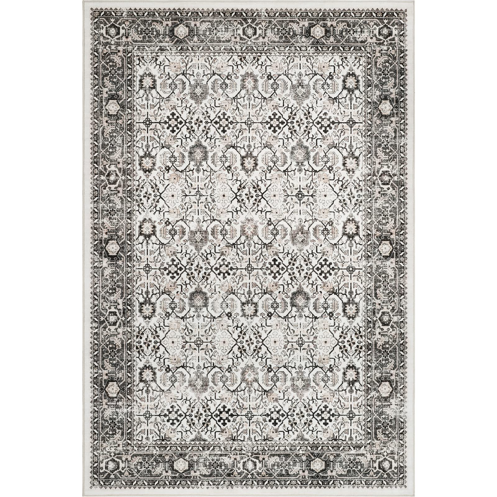 befbee 8x10 Area Rugs for Living Room- Ultra-Thin Stain Resistant Washable Rug, Non-Slip Backing Rugs, Large Room Decor Area Rug (Grey/Coffee,8x10)