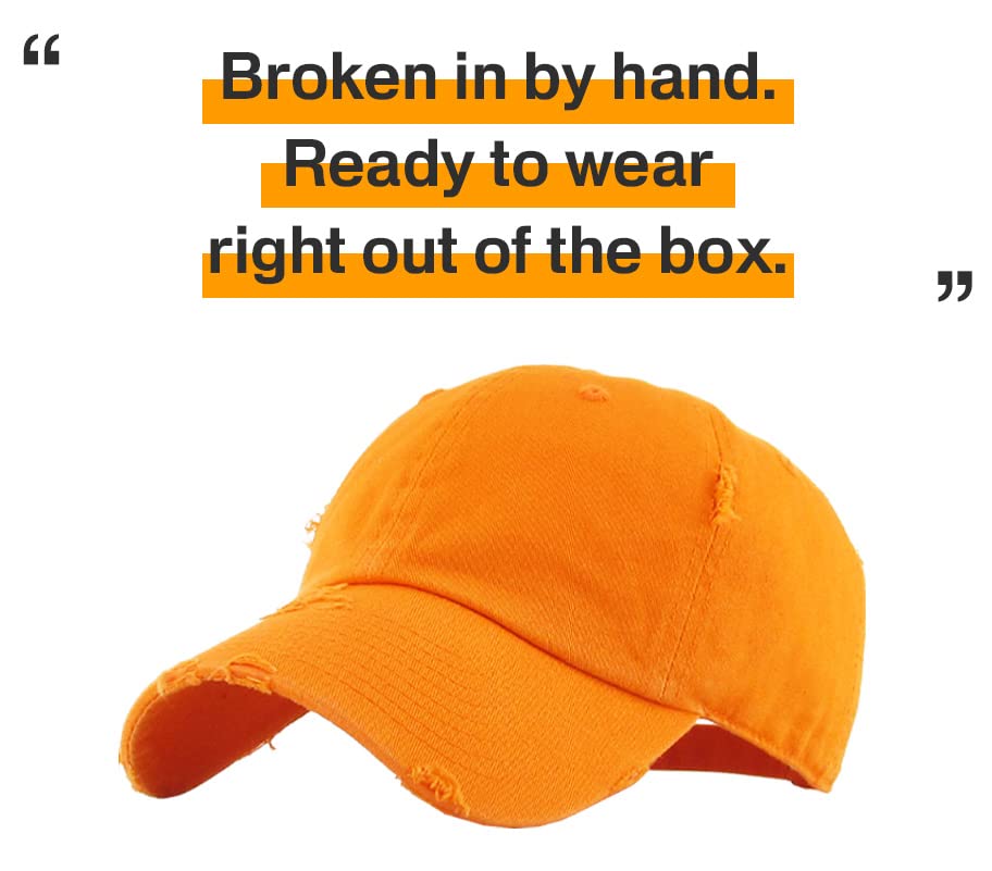 KBETHOS KBE-VINTAGE ORG Vintage Washed Cotton Baseball Cap, Orange