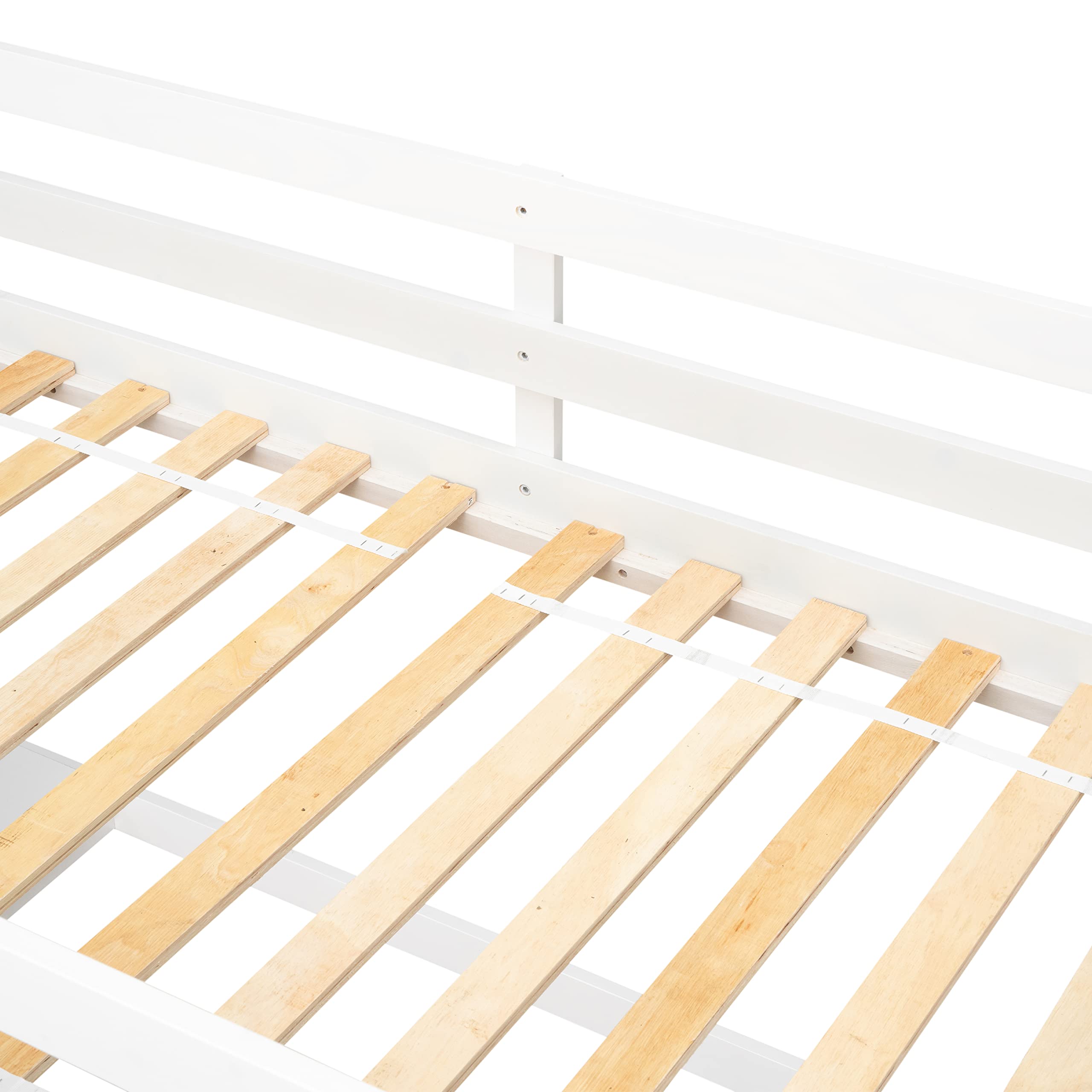 LiviNest Twin Loft Bed Frame - Wood Pine Bed Frames with Ladder Safety Rail and Desk - Loft Size Bed with Table for Kids Boys Girls White