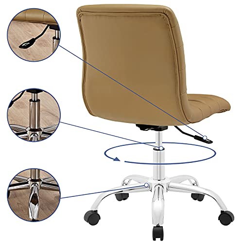 Modway Ripple Ribbed Armless Mid Back Swivel Computer Desk Office Chair In Tan