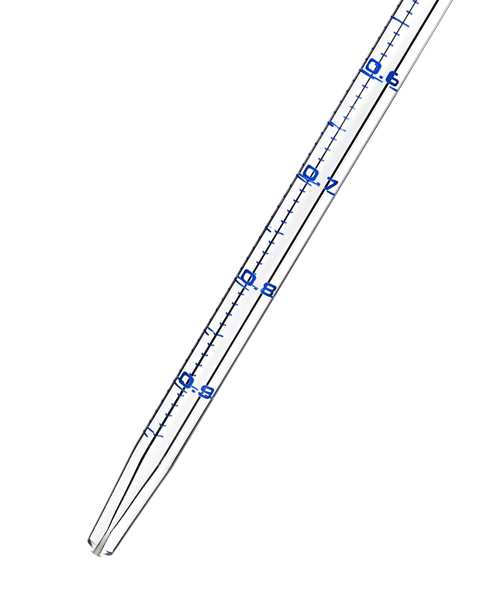 EISCO Serological Pipette, 1ml - Class B, Tolerance ±0.010ml - Blue Graduations - Color Code, Yellow - Calibrated for Delivery to Jet - Borosilicate Glass