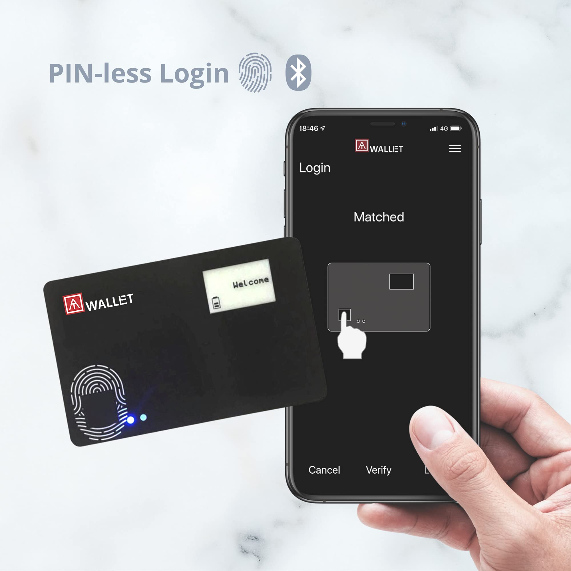 AUTHENTREND ATWallet - biometrics card type Fingerprint Crypto Wallet, support Bitcoin, Ethereum and ERC20 tokens and more with Biometric Security plus Convenience