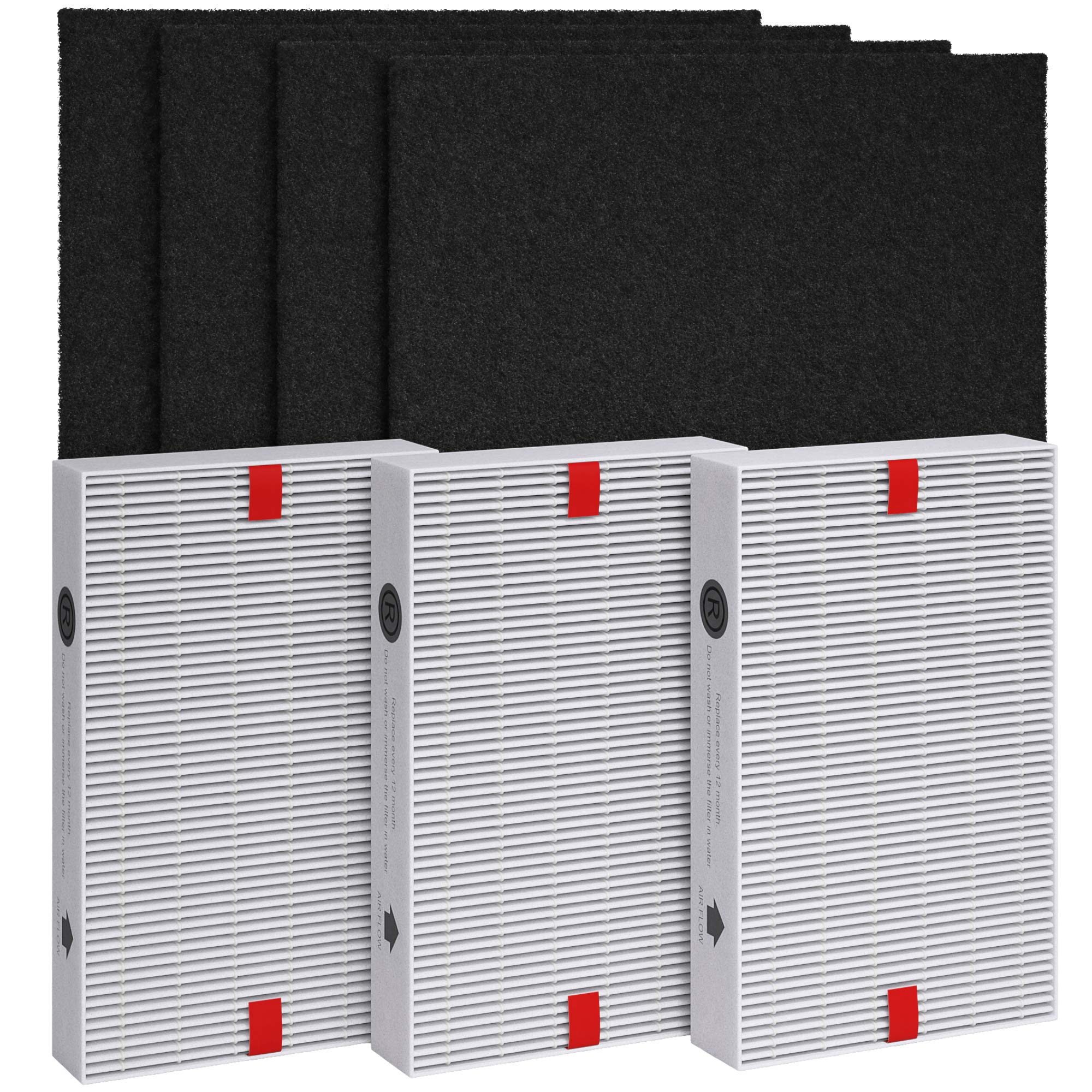 BIODEFENSOR HPA300 Replacement Filter Complete Pack - 3 HEPA and 4 Activated Carbon Pre-Cut Pre Filters - Non-Toxic - Compatible with Honeywell Air Purifiers HPA 300, 300C, 304, 8350B, 5300B
