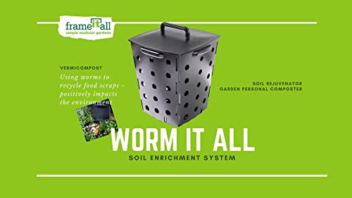 Frame It All Worm It All - Large Composting Bin, Enrich Soil Nutrients and Encourage Worm Castings, Produces Healthier Harvests, 12 Liter Capacity