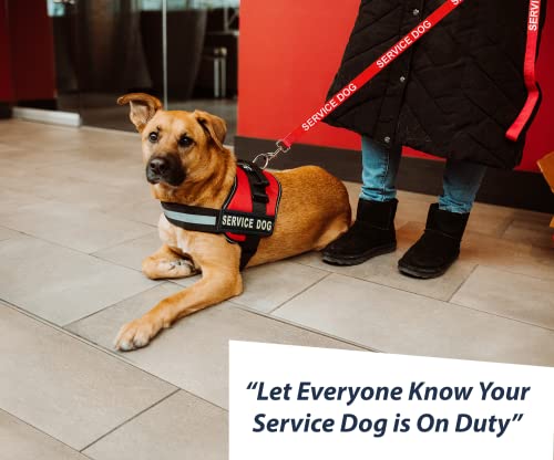 Red Service Dog Leash Wrap with Neoprene Handle and Reflective Service Dog Lettering - Supplies or Accessories for Service Dog Vest or Harness - Available in Red, Black, and Pink (Red, Service Dog)