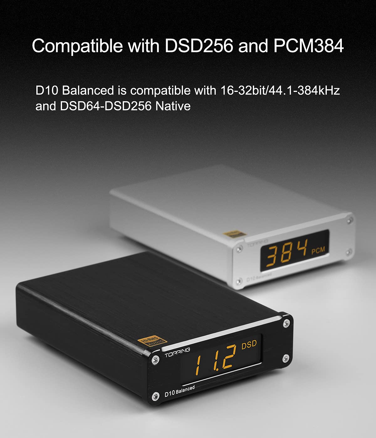 Topping D10 Balanced USB DAC ES9038Q2M XMOS XU208 PCM384kHz DSD256 HiFi DAC Decoder (Black)