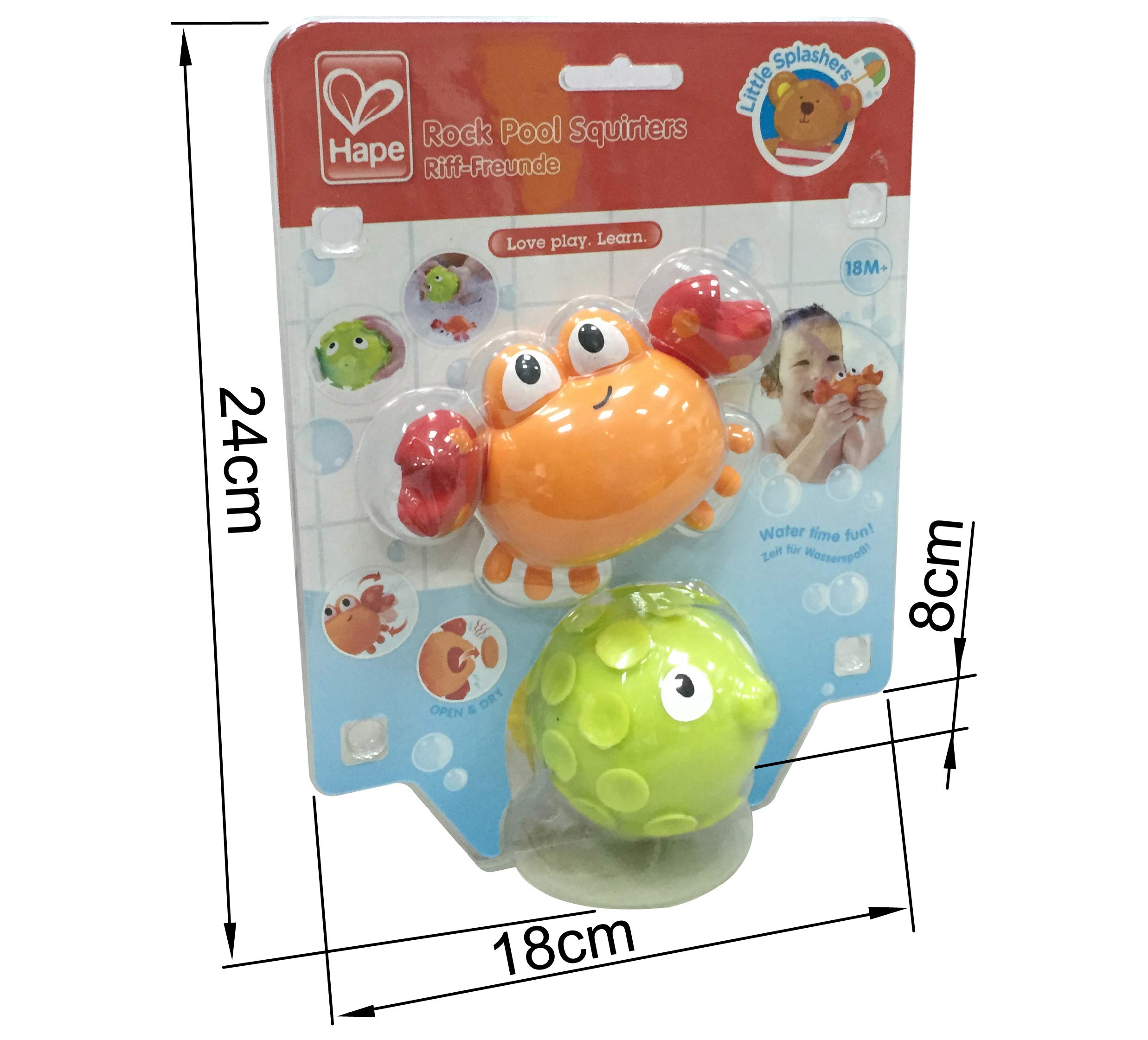 Hape Rock Pool Squirters | Colorful Baby & Toddler Bath Toys, Silicone and Non-Toxic Set, Water Spouting and Suction Crab & Fish