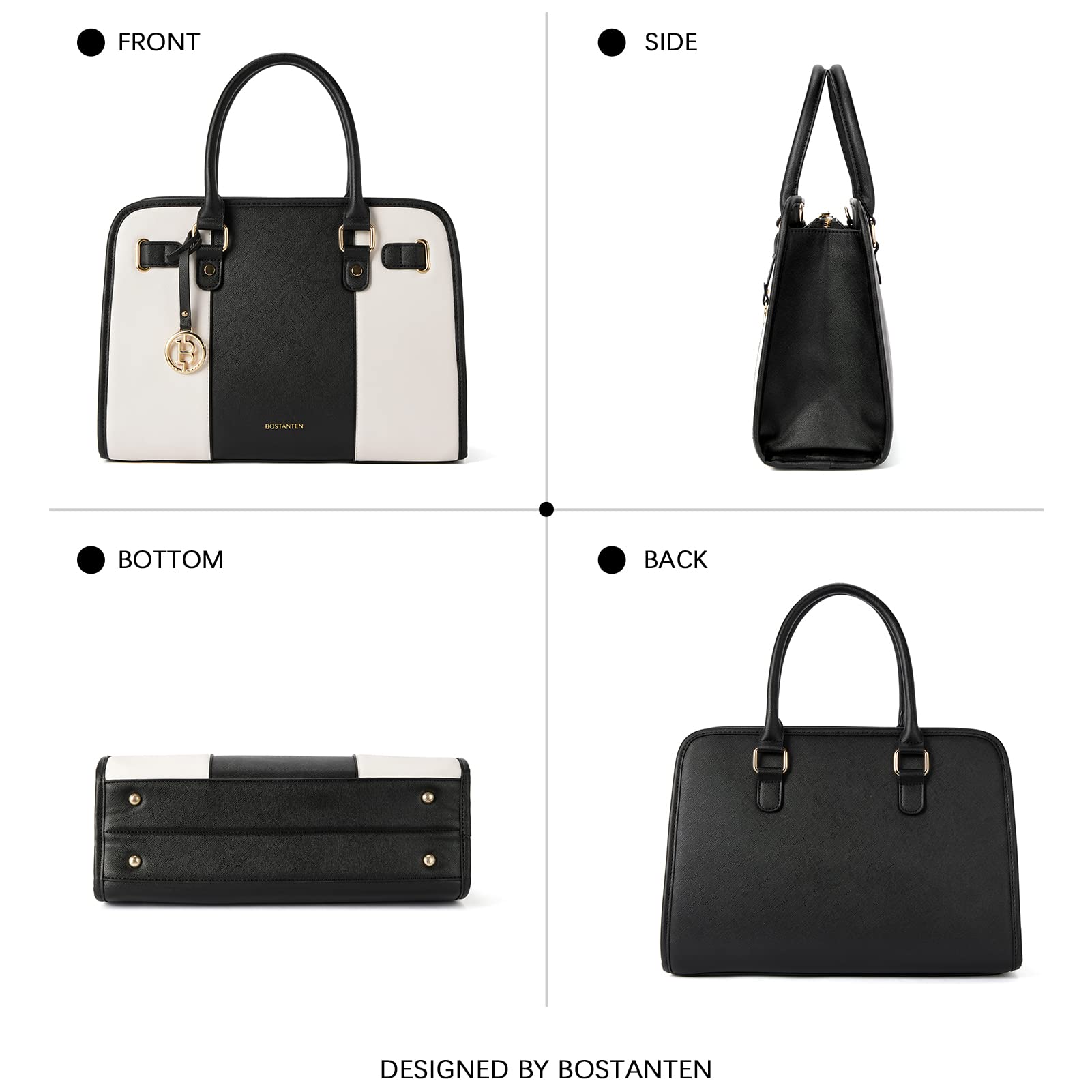 BOSTANTEN Leather Handbags for Women Fashion Satchel Purses Top Handle Tote Work Shoulder Bags Crocodile Pattern