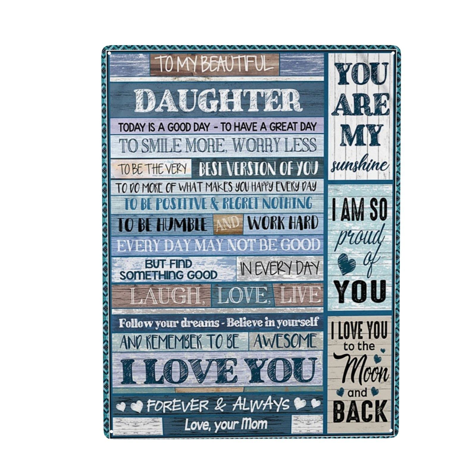 oxghiof Funny Wall Decor Metal Tin Signs To My Daughter Vintage Retro Design Paintings Art Decoration for Office/Home/Classroom/Bathroom/Garden Country Farmhouse 16x12 Inch Decor-1 One Size