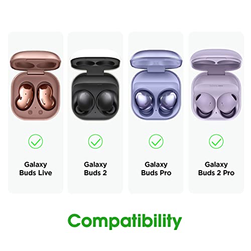 Fintie Silicone Case for Samsung Galaxy Buds 2 Pro (2022) / Galaxy Buds 2 (2021) / Galaxy Buds Pro (2021) / Galaxy Buds Live (2020), Shockproof Carrying Cover with Carabiner, No Need Adhesive (Black)