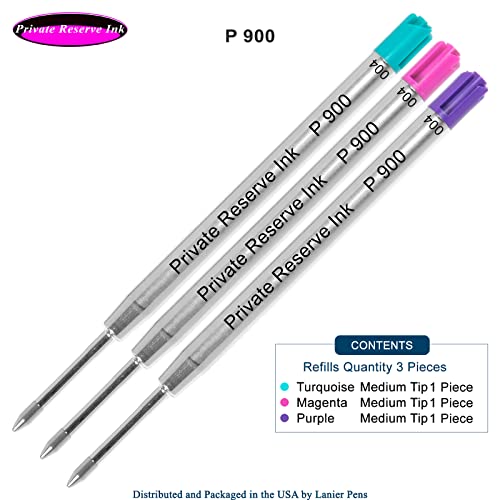 Rainbox pk/3 Colors Schmidt P900 Parker Ballpoint Refills, Med, Violet, Turq, Magenta
