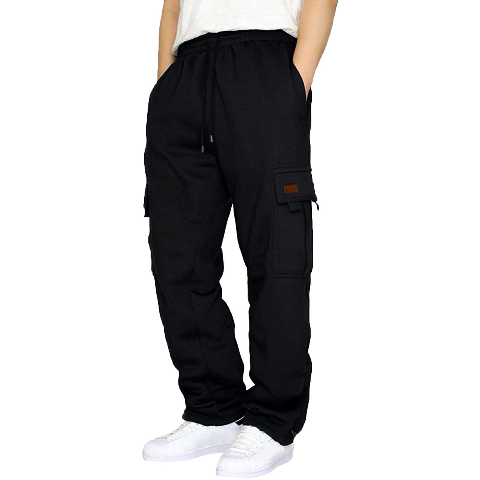 bwdbhd Men's Sweatpants, Fleece Sweatpants, Open Bottom Sweatpants for Men Sweatpants for Men Open Bottom =-/zyoptiop//Black