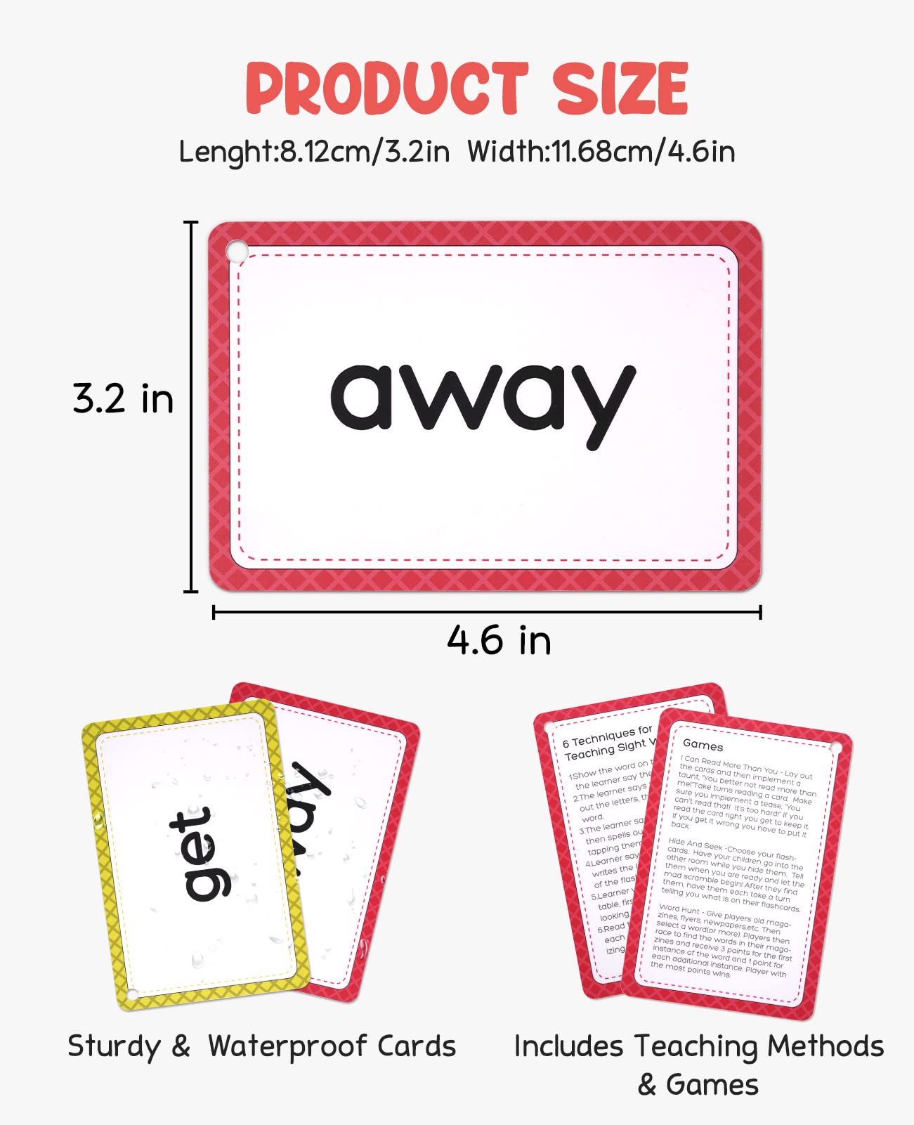 GAMENOTE Sight Words Kids Educational Flash Cards with Pictures & Sentences - 220 Dolch Big Word Games for Toddlers, Aged 3-9 Preschool Learning Activities(Pre K), Kindergarten, 1st, 2nd, 3rd Grade