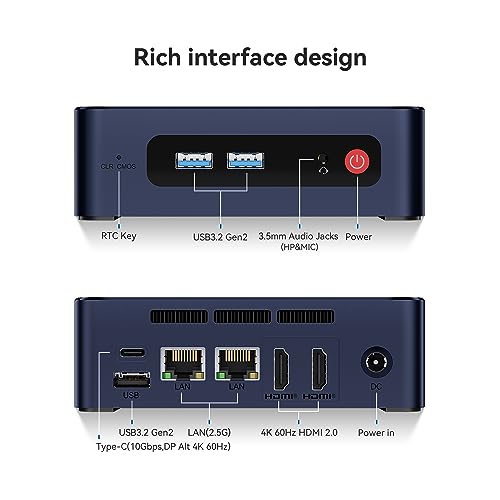 Beelink EQ12 Mini PC,12th Generation Intel Alder Lake-N100 Processor (4C/4T,up to 3.4GHz),Mini Computer with 16GB DDR5 RAM/500GB SSD,Support 4K 60Hz/Dual HDMI+Type-C/USB3.2/WiFi 6/BT5.2/Auto Power On