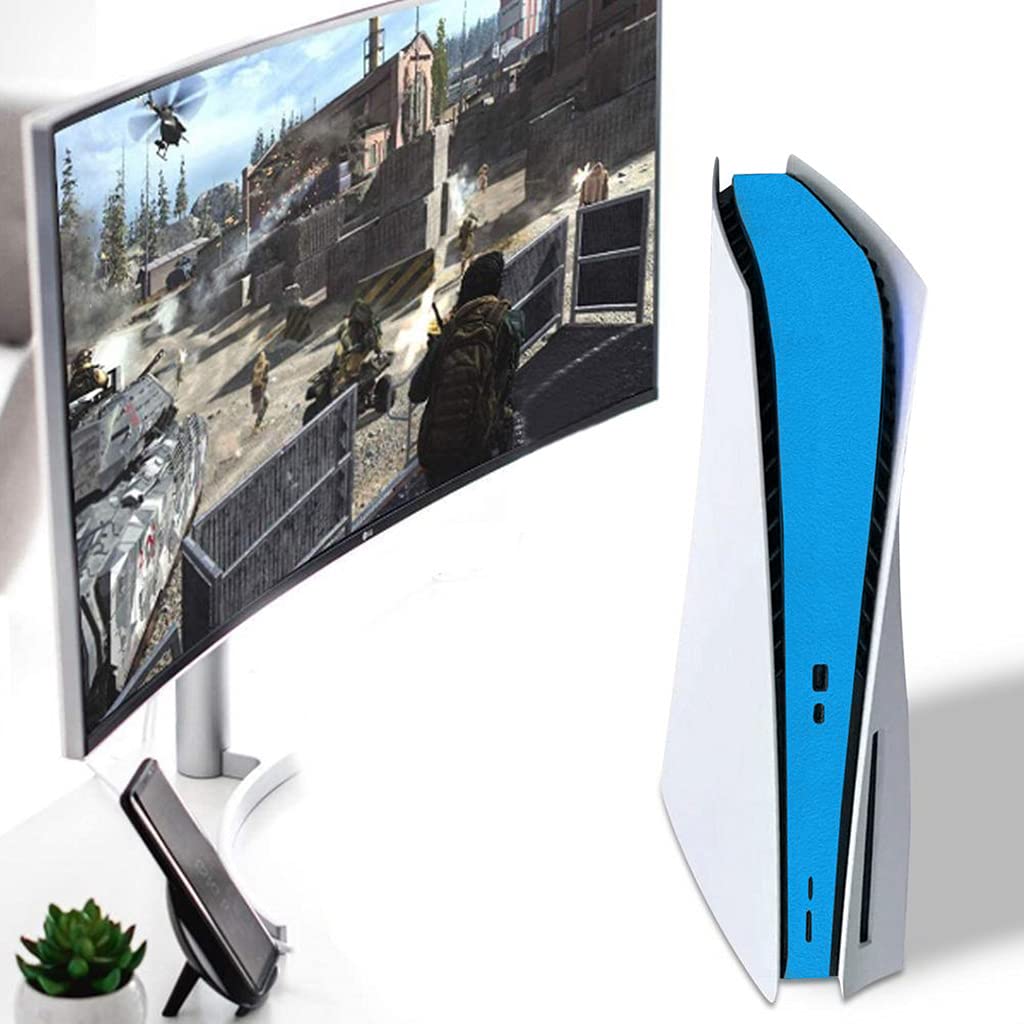 S-YUWEN Side Strip Sticker Protective Film Compatible with PS5, Skin Sticker Decoration Carbon Fiber Frosting Sticker Console Digital Disk Protector Faceplate Shell Compatible with PS5 White