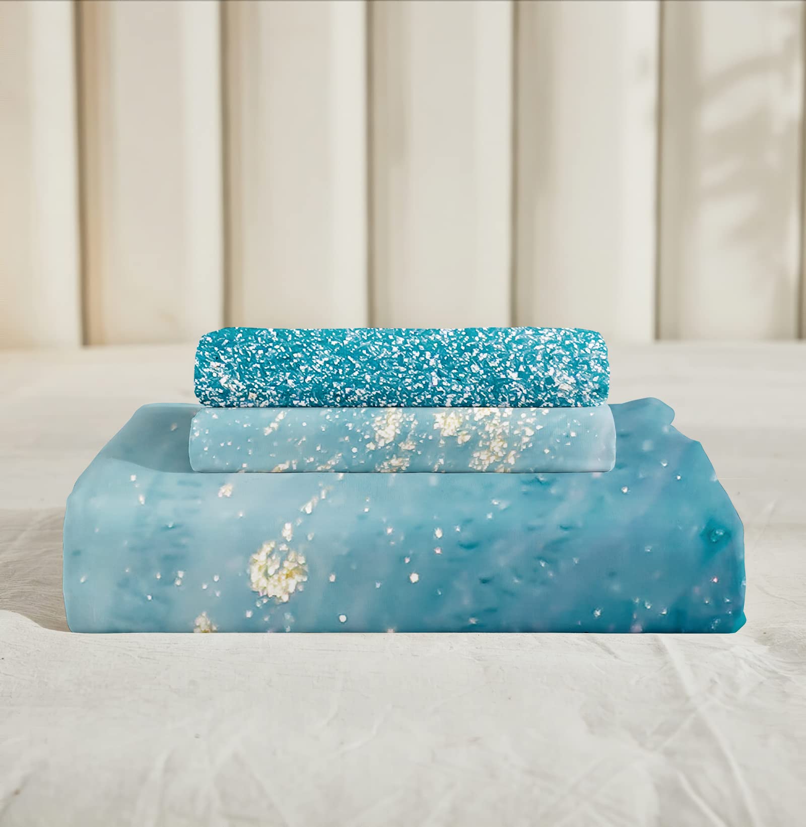 Bedbay Marble Duvet Cover Queen Size Teal Marble Bedding Set Blue Gold Marble Texture Abstract Bedding Comforter Cover(Teal,Queen)