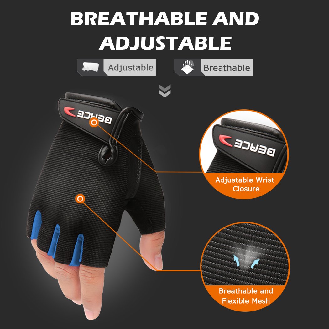 BEACE Weight Lifting Gym Gloves with Breathable Leather Palm for Workout Exercise Training Fitness and Bodybuilding for Men & Women