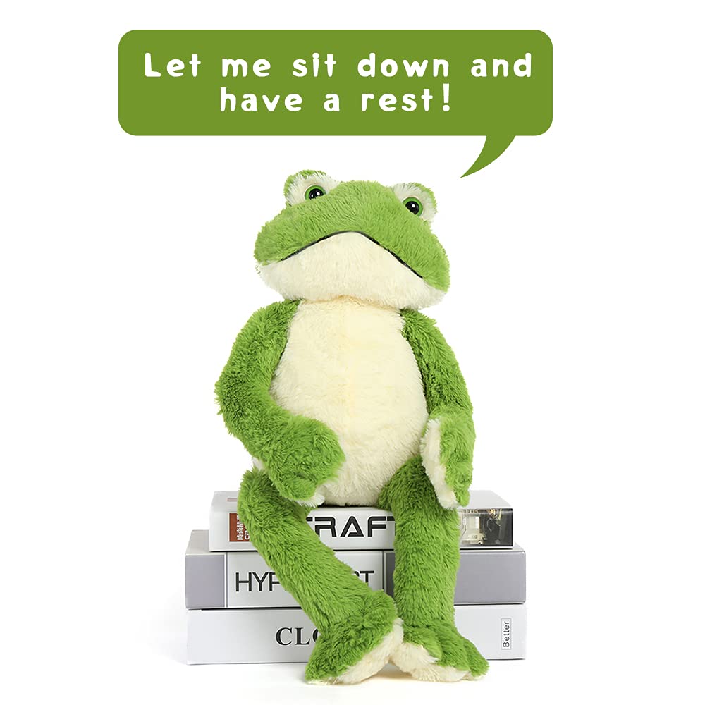 Muiteiur Plush Frog Stuffed Animal Cute Frog Soft Toy with White Belly Gift for Kids Girlfriend (Green,17.7 inch)